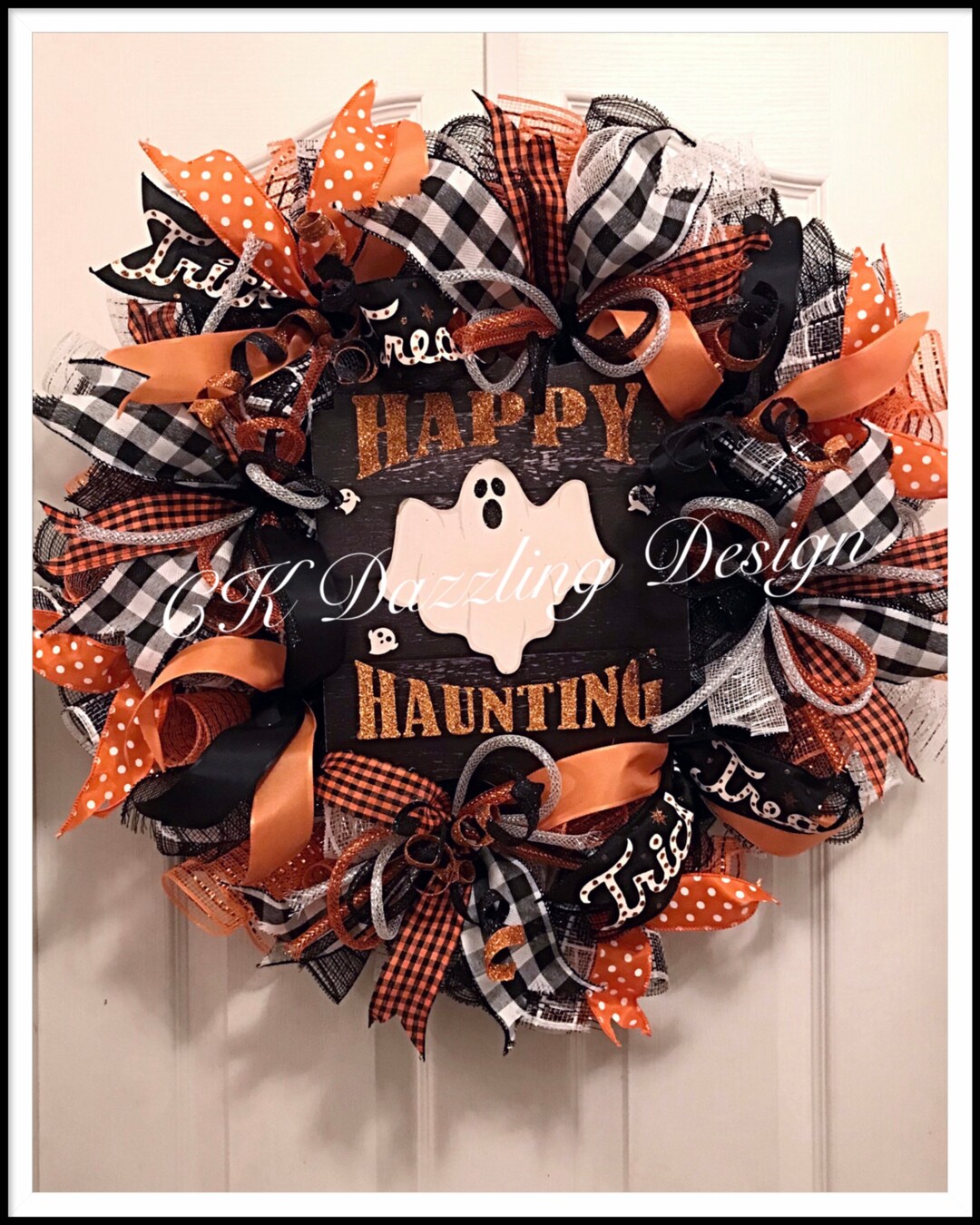 Happy Haunting Ghost Deco Mesh Wreath/halloween Ghost Wreath/halloween ...
