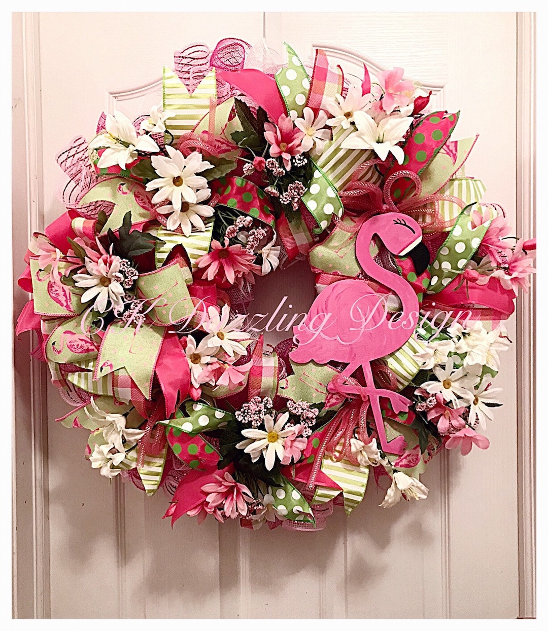 Pink Flamingo Deco Mesh Wreath/flamingo Wreath/pink Flamingo Wreath ...