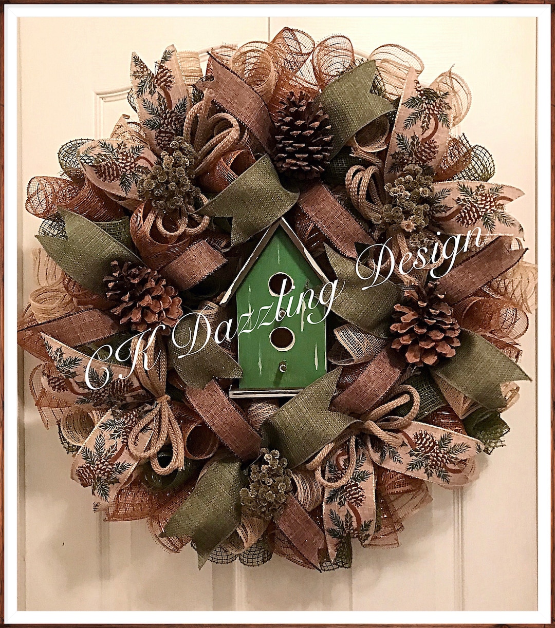 Woodsy Birdhouse Deco Mesh Wreath/birdhouse Wreath/cabin Wreath/outdoor ...