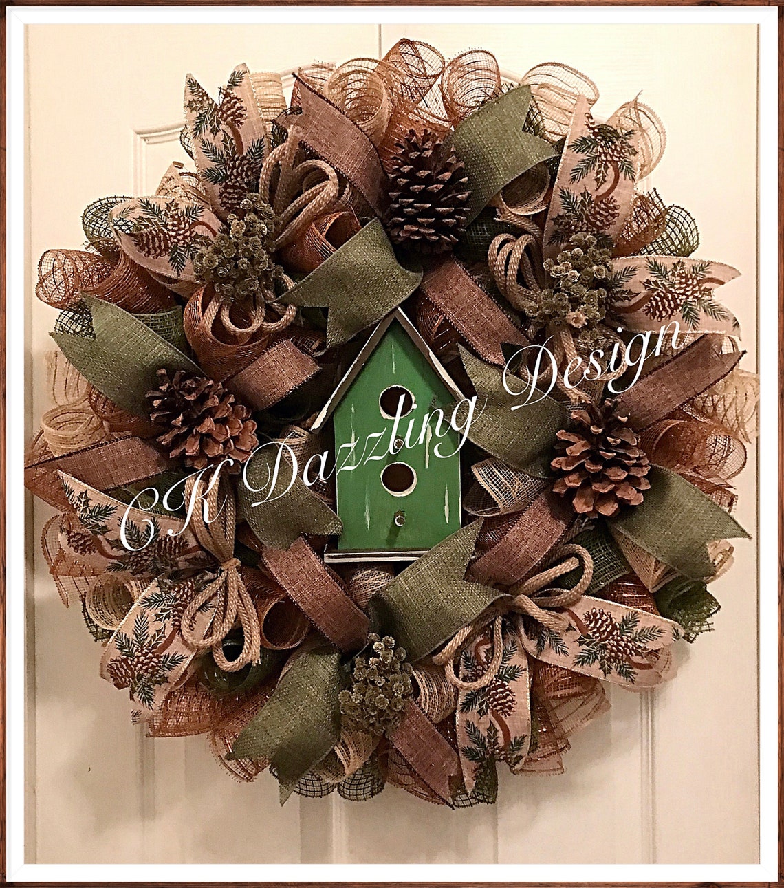 Woodsy Birdhouse Deco Mesh Wreath/birdhouse Wreath/cabin - Etsy