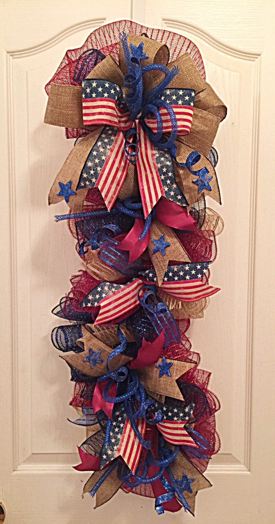 28 Americana Patriotic Deco Mesh Swag/4th of July Swag/burgundy, Navy ...