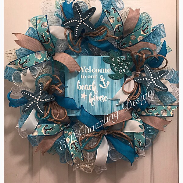Beach Mesh Wreath - Etsy