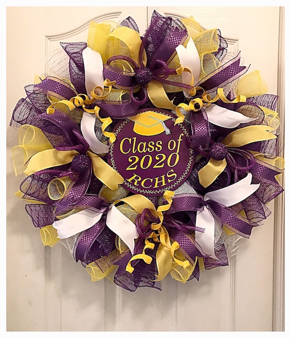 Custom Graduation Wreath/deco Mesh Graduation Wreath/blue | Etsy