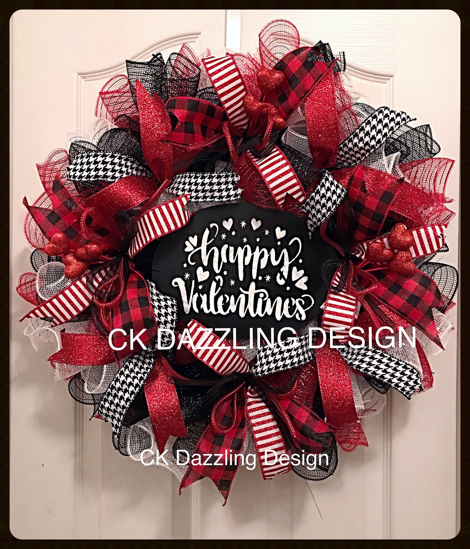 Happy Valentines Day Buffalo Plaid Wreath/valentines Wreath/red and ...