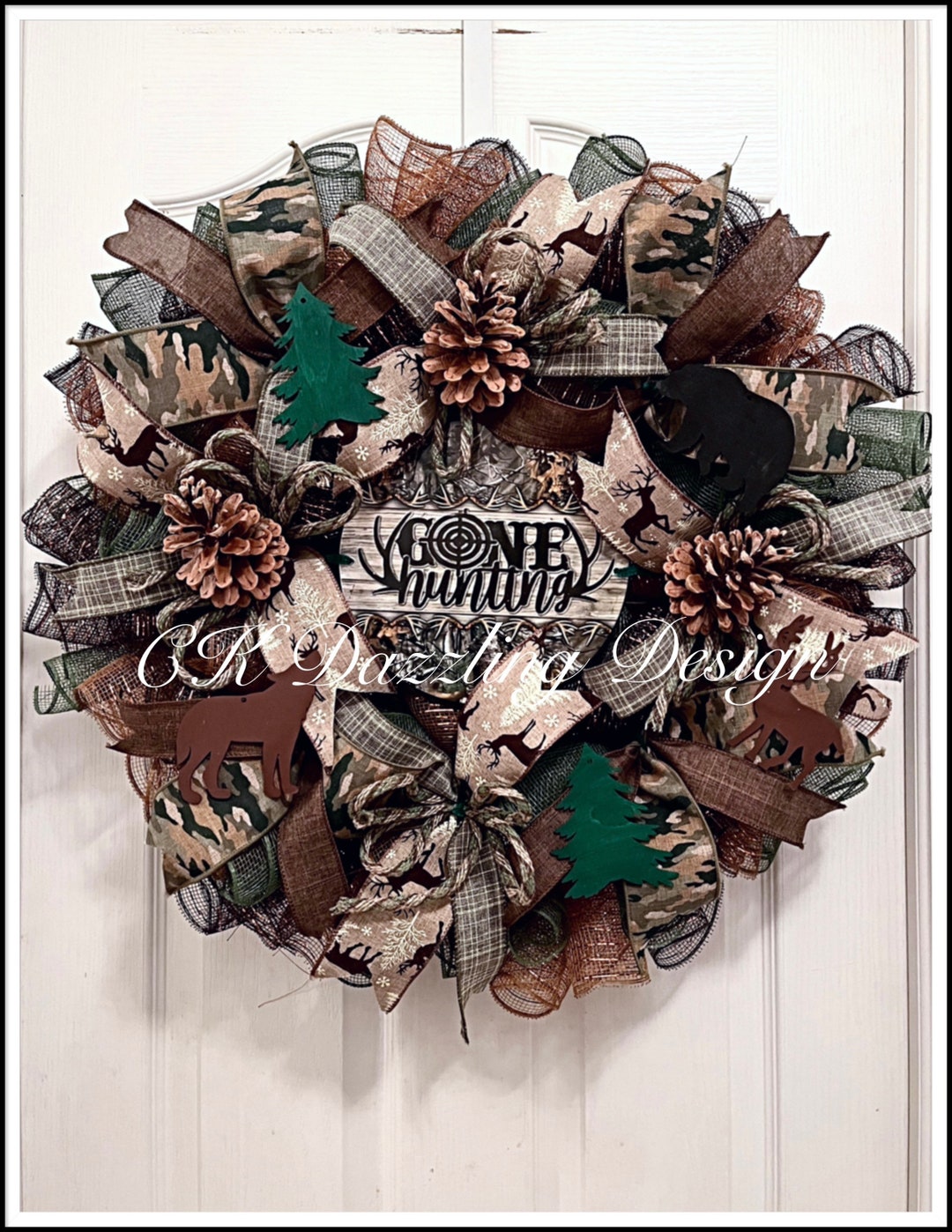 Gone Hunting Deco Mesh Wreath/hunting Wreath/outdoor Wreath/deer Wreath ...