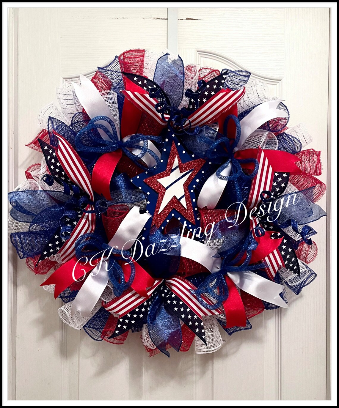 Patriotic and 4th of July Star Deco Mesh Wreath/patriotic - Etsy