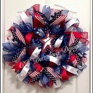 Patriotic and 4th of July Star Deco Mesh Wreath/patriotic Wreath/4th of ...