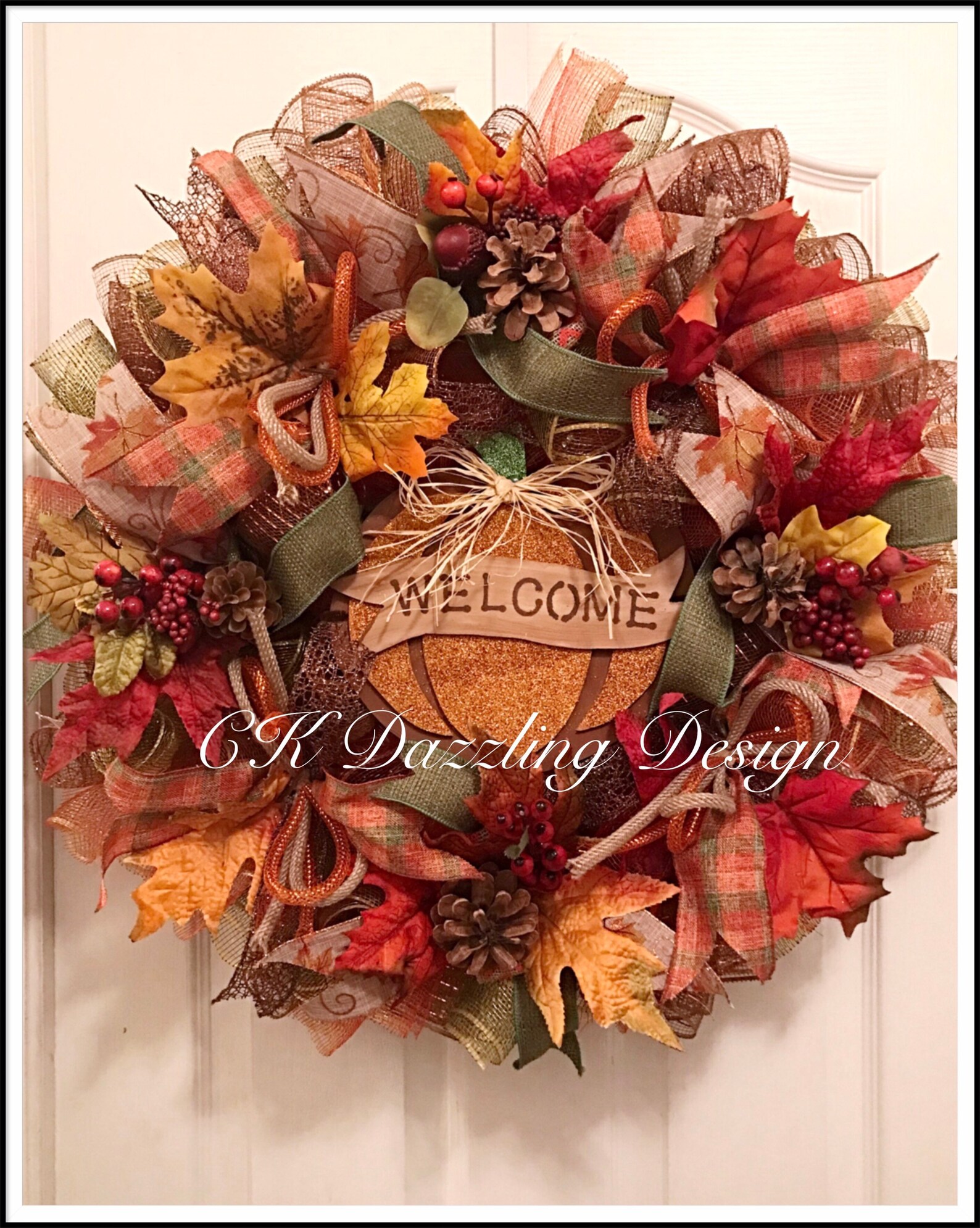 Welcome Fall Pumpkin Deco Mesh Wreath/welcome Wreath/pumpkin - Etsy