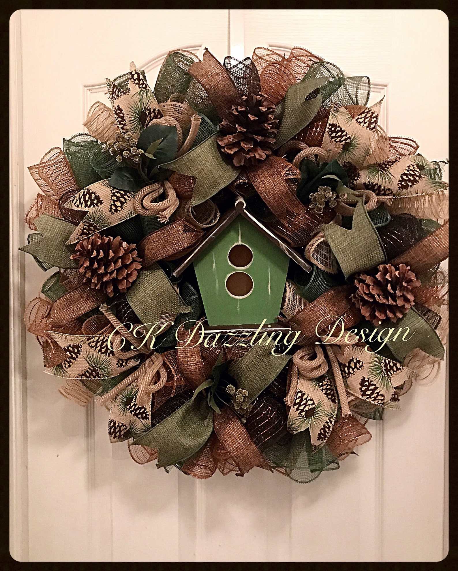 Woodsy Birdhouse Deco Mesh Wreath/Birdhouse Wreath/Cabin | Etsy