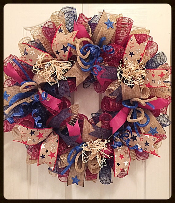 Burlap Wreath With Stars