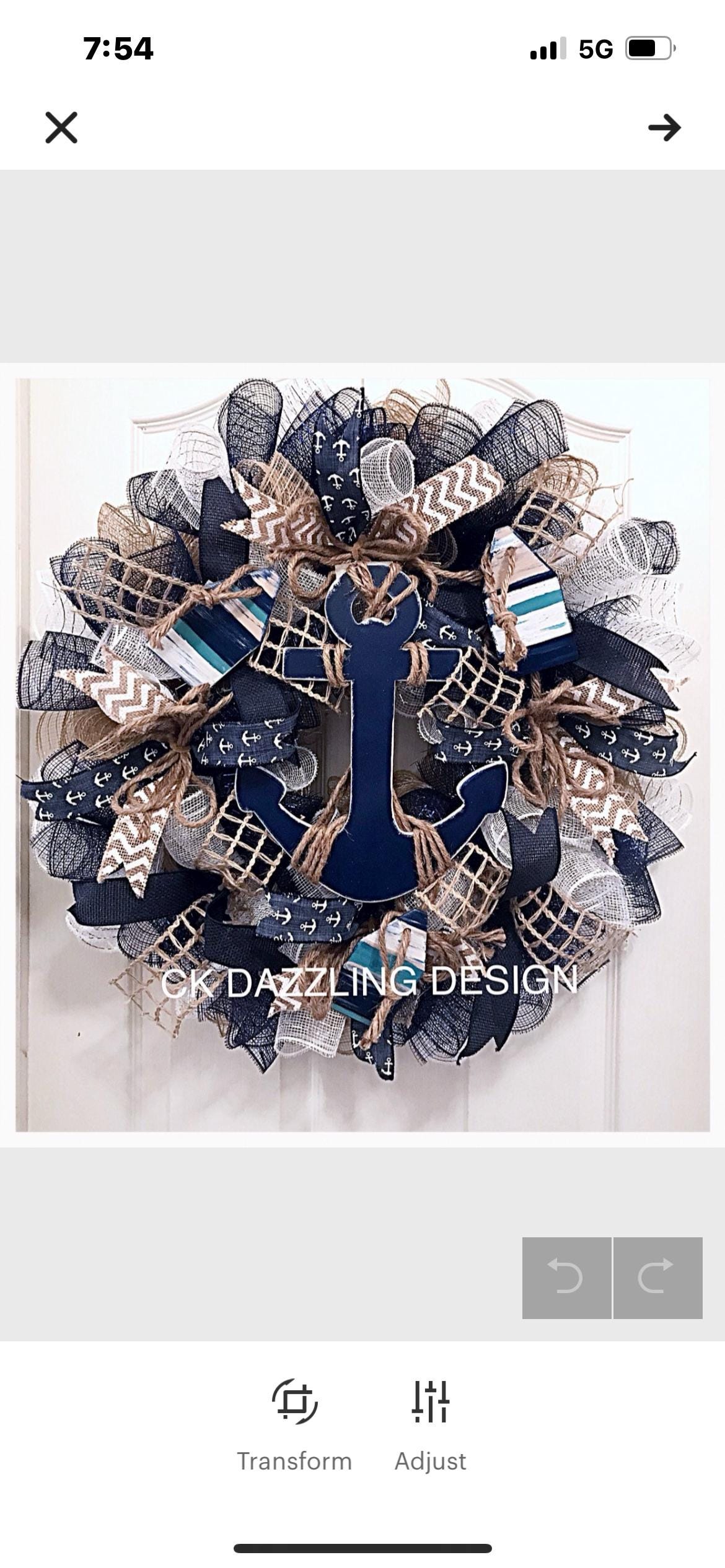 Anchor Buoy Deco Mesh Wreath/military Wreath/navy Wreath/navy Blue Deco ...