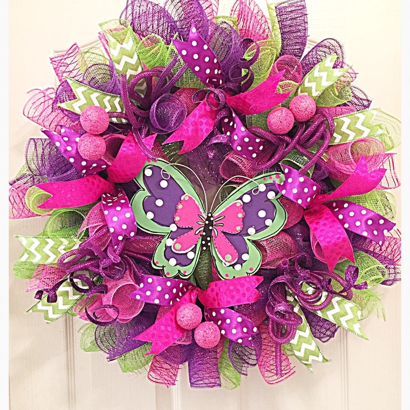 Spring Deco Mesh Wreath - Etsy