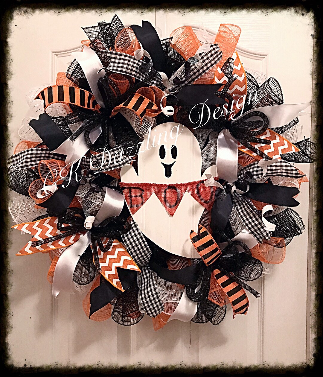 Ghost Halloween Boo Deco Mesh Wreath/boo Halloween Wreath/ghost Wreath ...