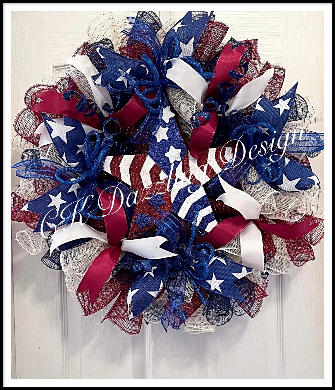 Patriotic Americana Star Deco Mesh Wreath/4th of July Wreath/labor Day ...