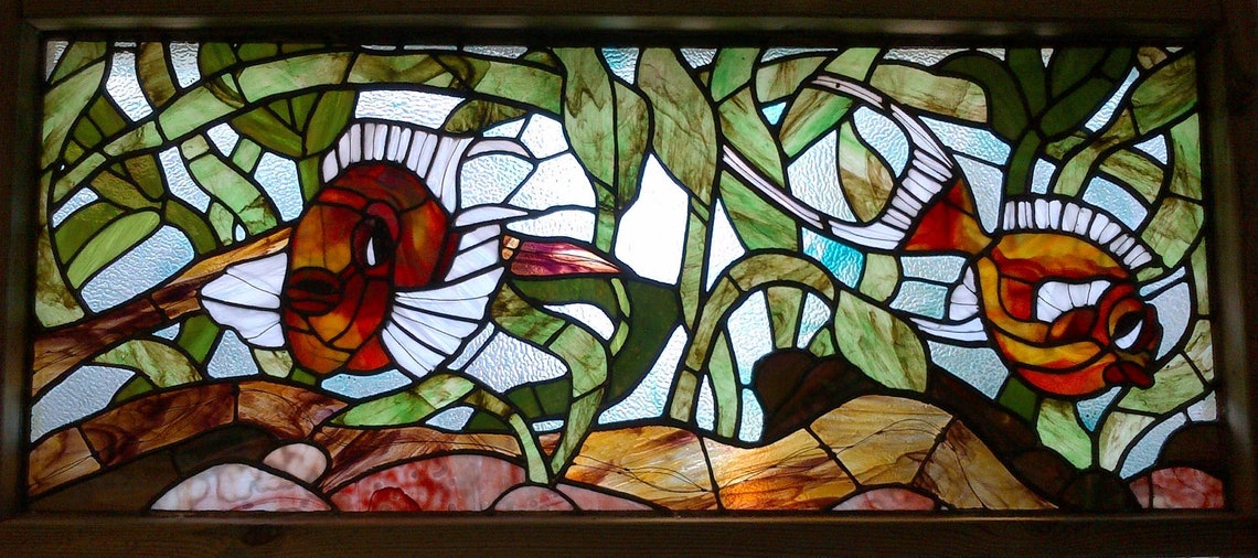 SOLD OUT, Stained Glass Window Panel Fish on the Bottom of the Sea, You ...