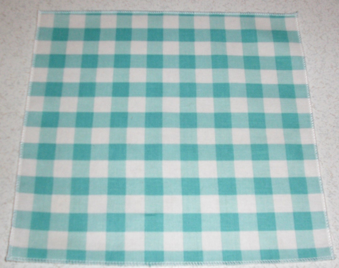 9 X 9 Aqua and White Gingham Pocket Square - Etsy