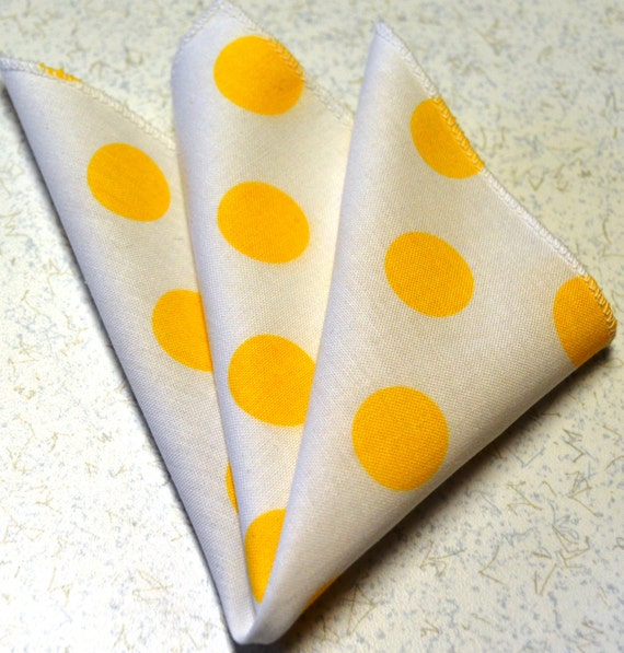 10 X 10 Yellow Polka Dots Pocket Square | Etsy