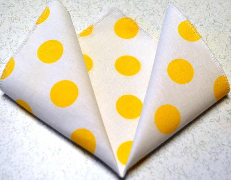 10 X 10 Yellow Polka Dots Pocket Square - Etsy