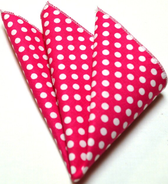 9 X 9 Hot Pink Polka Dot Pocket Square | Etsy