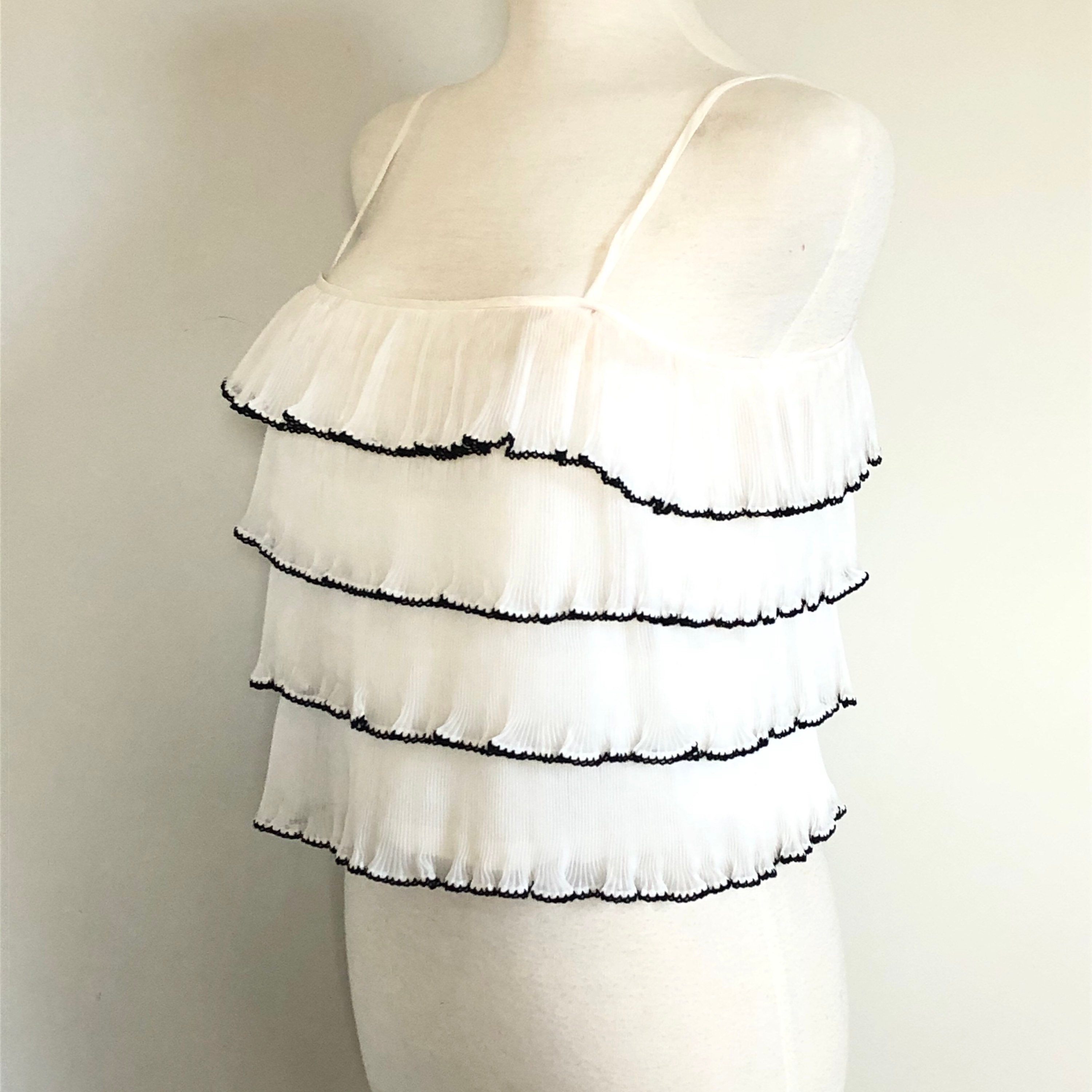 Sexy Vintage 60s Sheer Tiered Pleated Blouse 36 B - Etsy