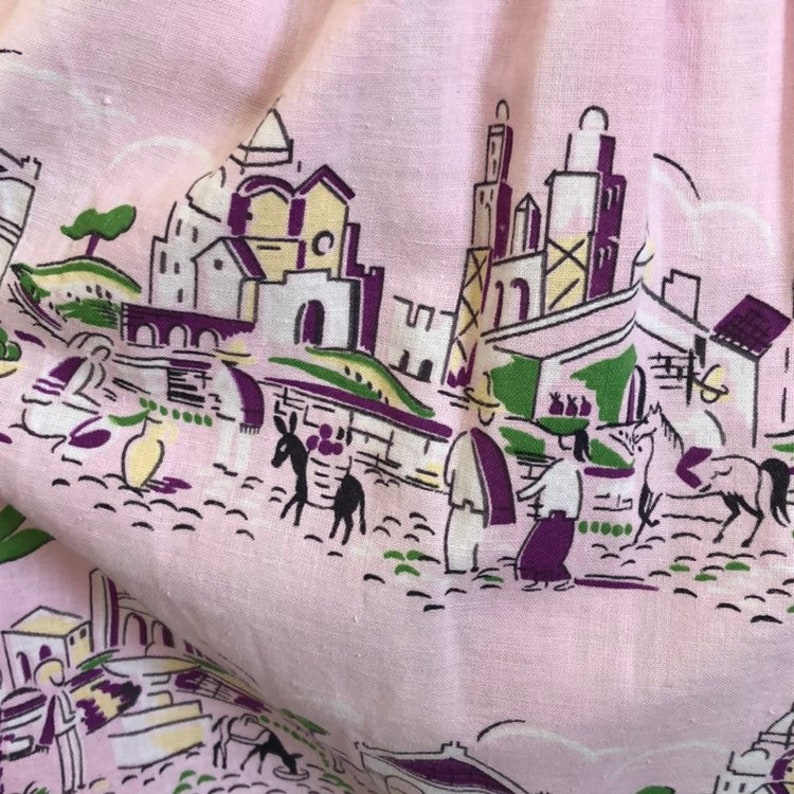 Vintage 1940's Mexican Pueblo Border Print A Line Skirt Sz - Etsy