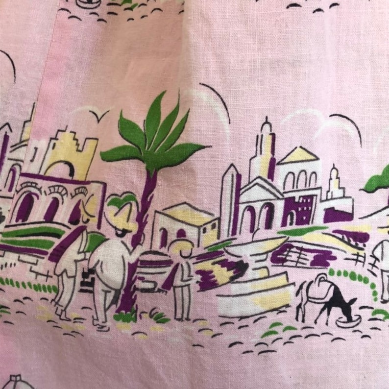 Vintage 1940's Mexican Pueblo Border Print A Line Skirt Sz - Etsy