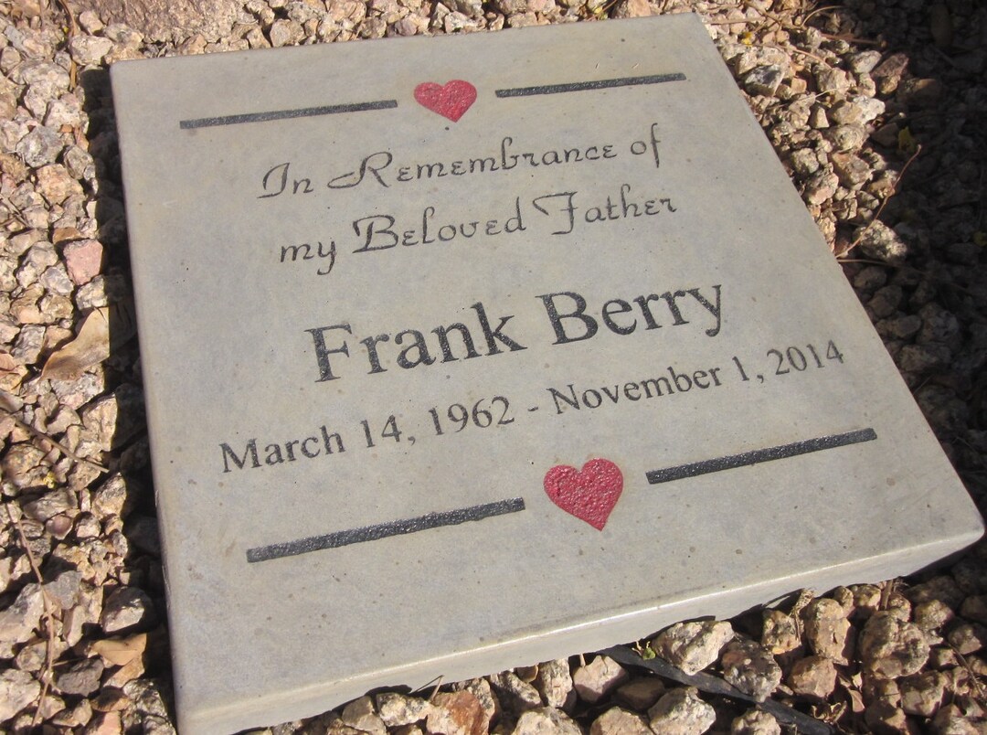 Custom Engraved Memorial & Tribute Stone 11.5"x11.5" 'in Remembrance of ...