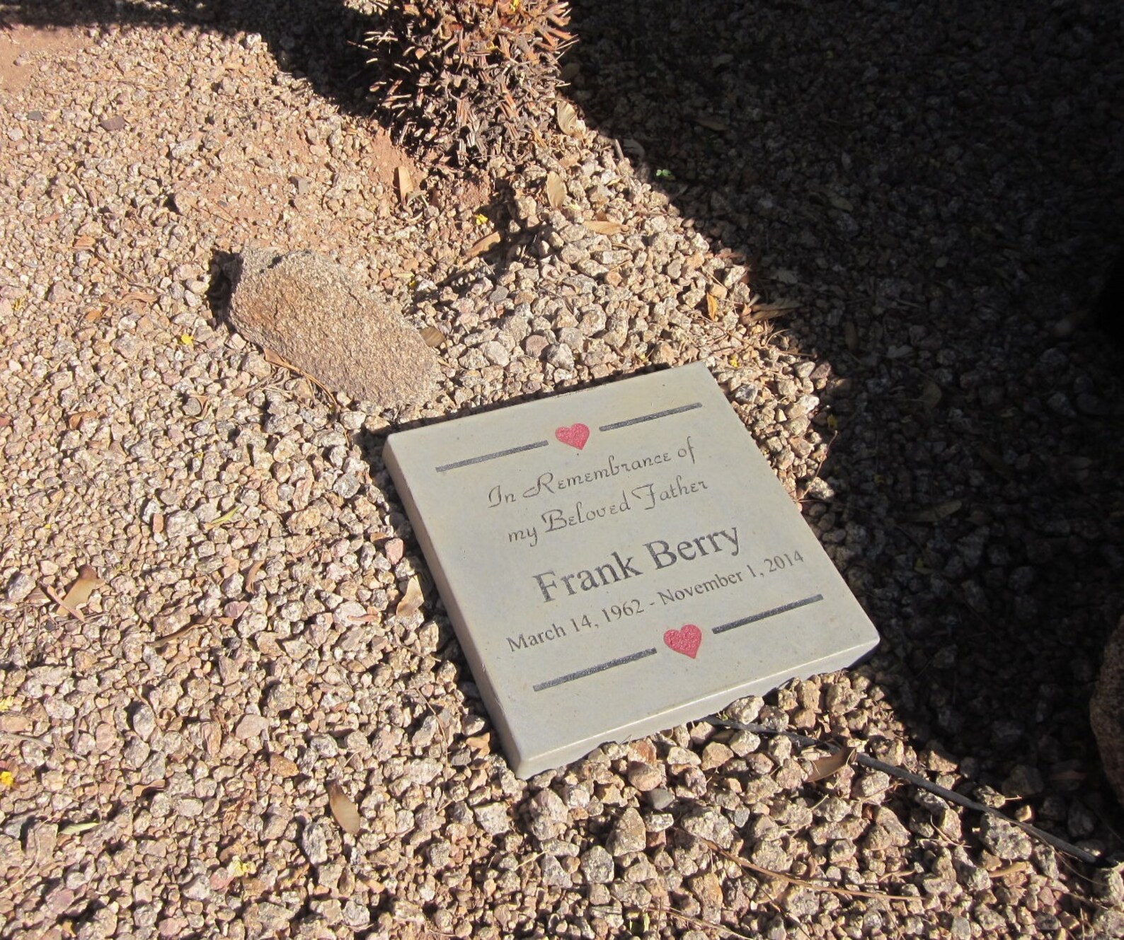 Custom Engraved Memorial & Tribute Stone 11.5"x11.5" 'in Remembrance of ...