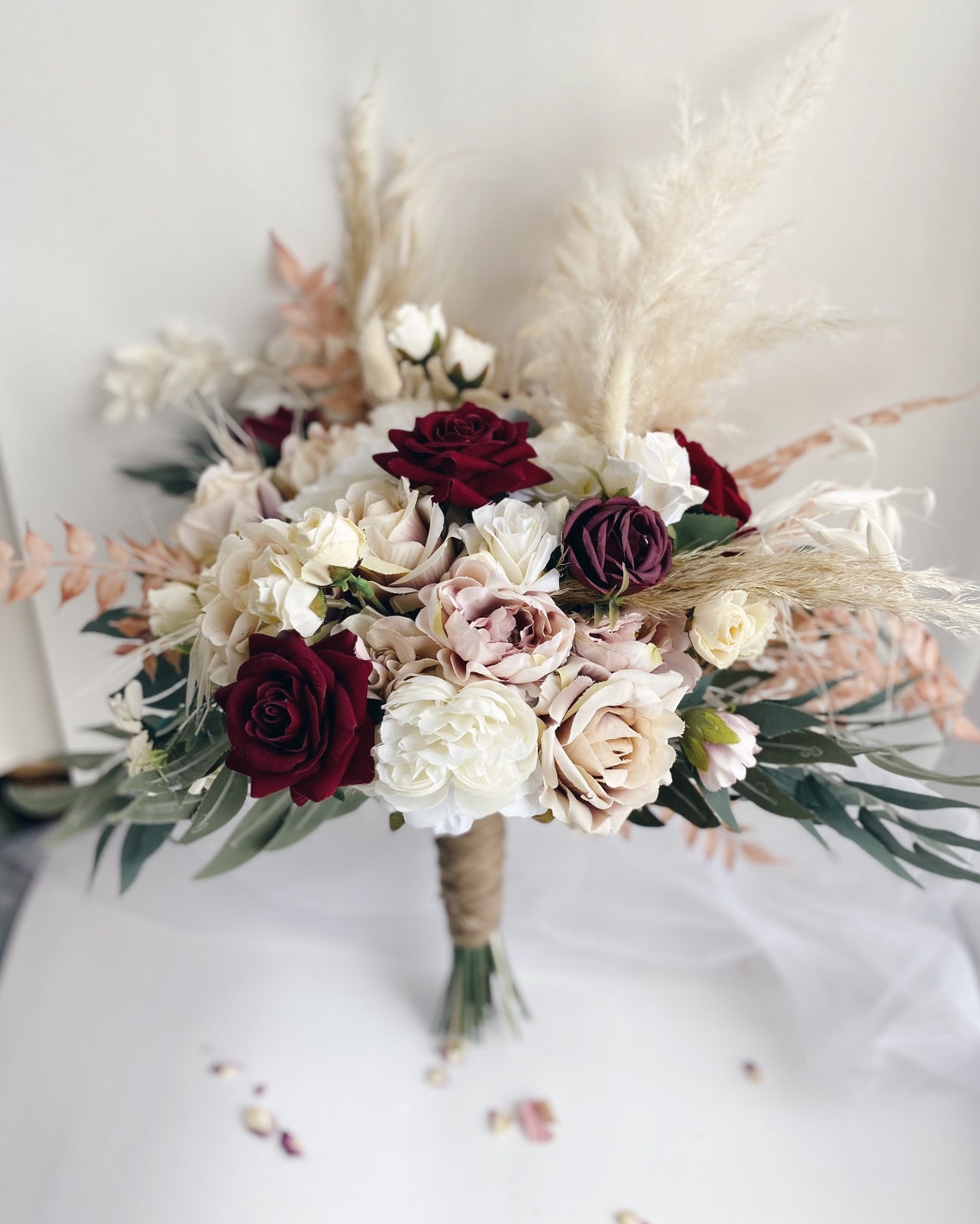 Bridal Bouquet Pampas Grass Boho Wedding Bouquet Bridesmaid Etsy