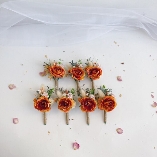 10pcs Rust Orange Flowers Head Rust Wedding Flowers | Etsy
