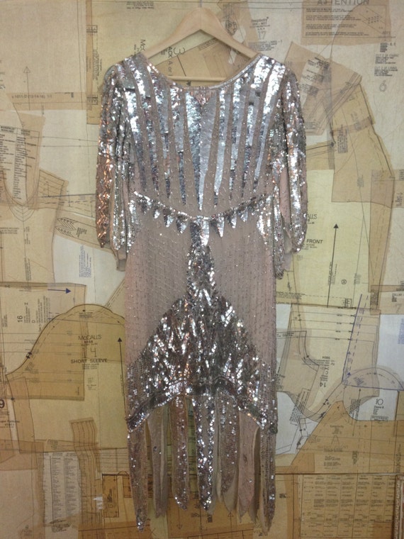 Items similar to Vintage Sequin Flapper Style Dress on Etsy