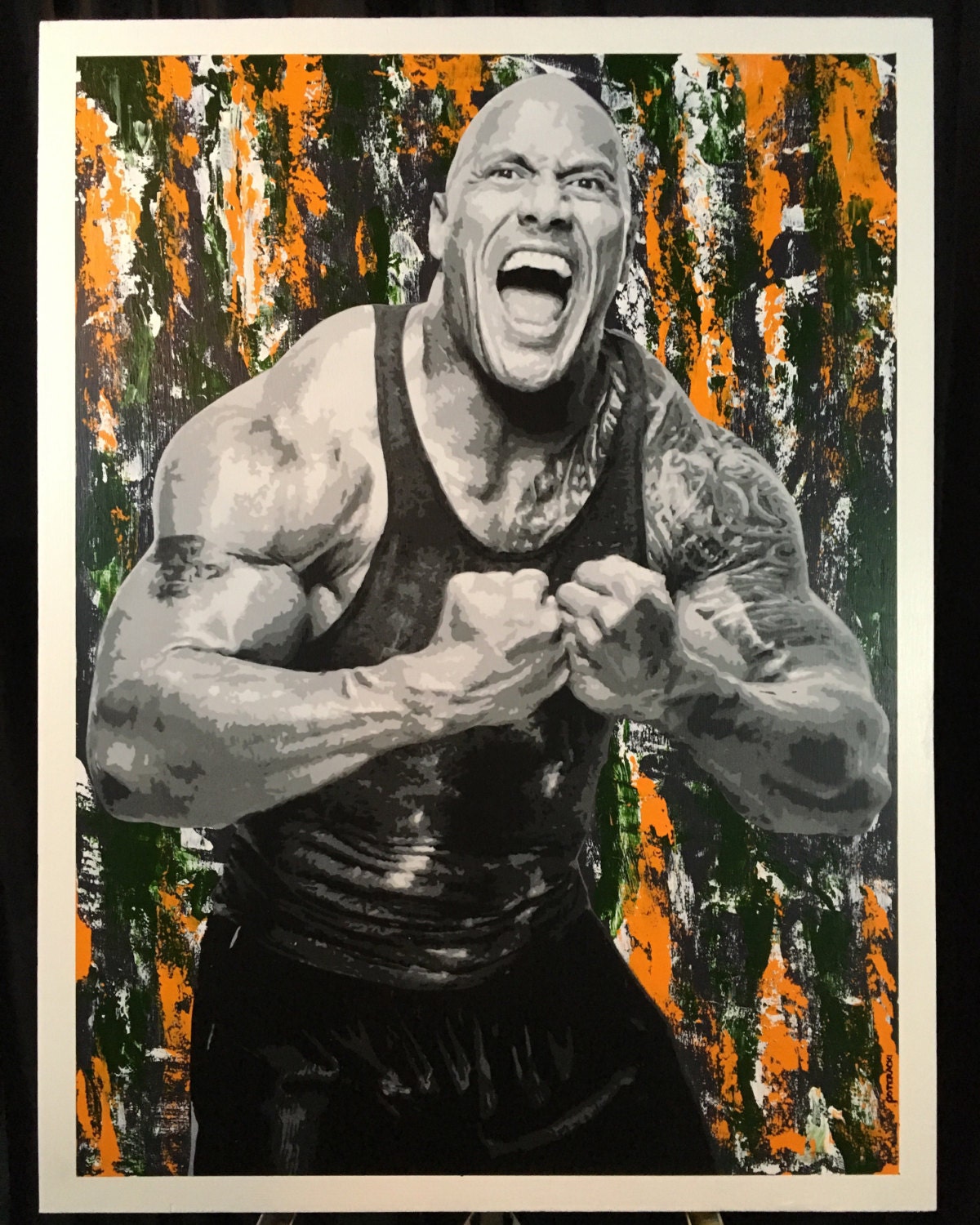 Dwayne The Rock Johnson Stencil Painting | Etsy
