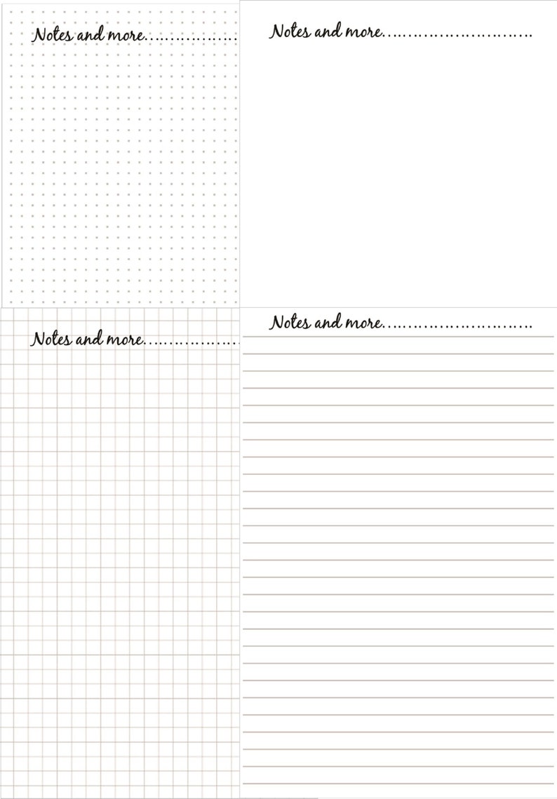 Pack of Notes Pages - Classic (half Size 8.5 X 5.5) - Etsy
