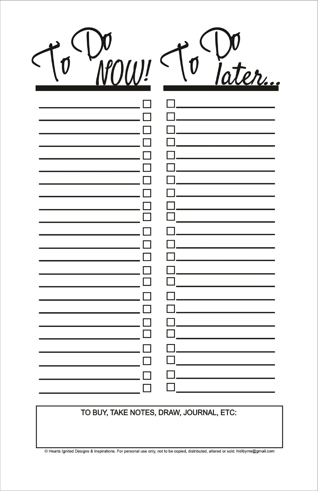 To Do List Planner Page Fancy Script - Classic (half Size 8.5 X 5.5) - Etsy