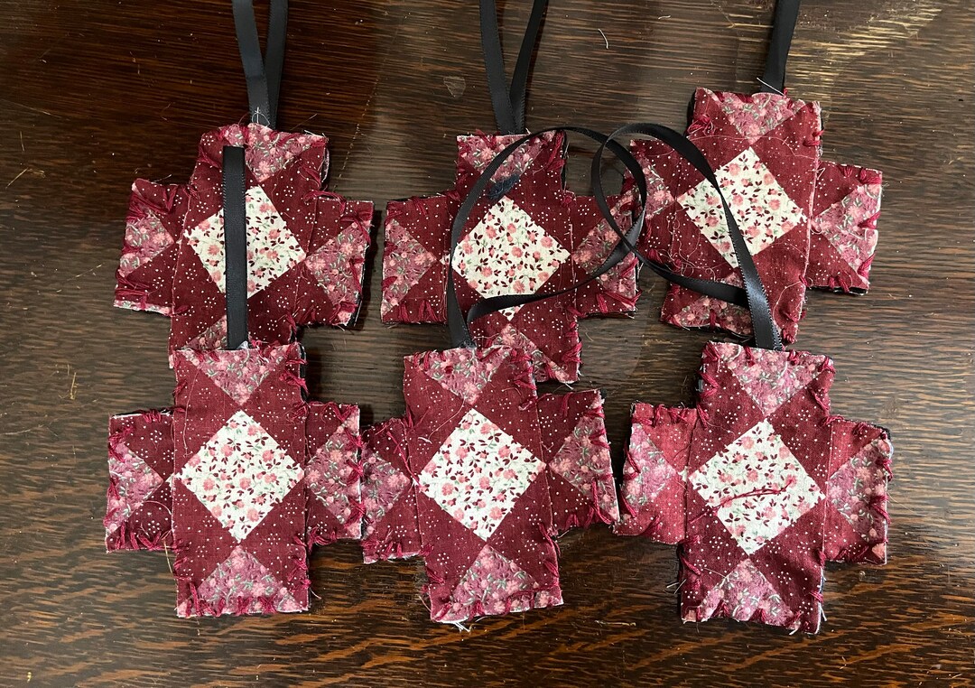 Calico Cross Christmas Tree Ornaments - Scrappy Ornaments - Etsy