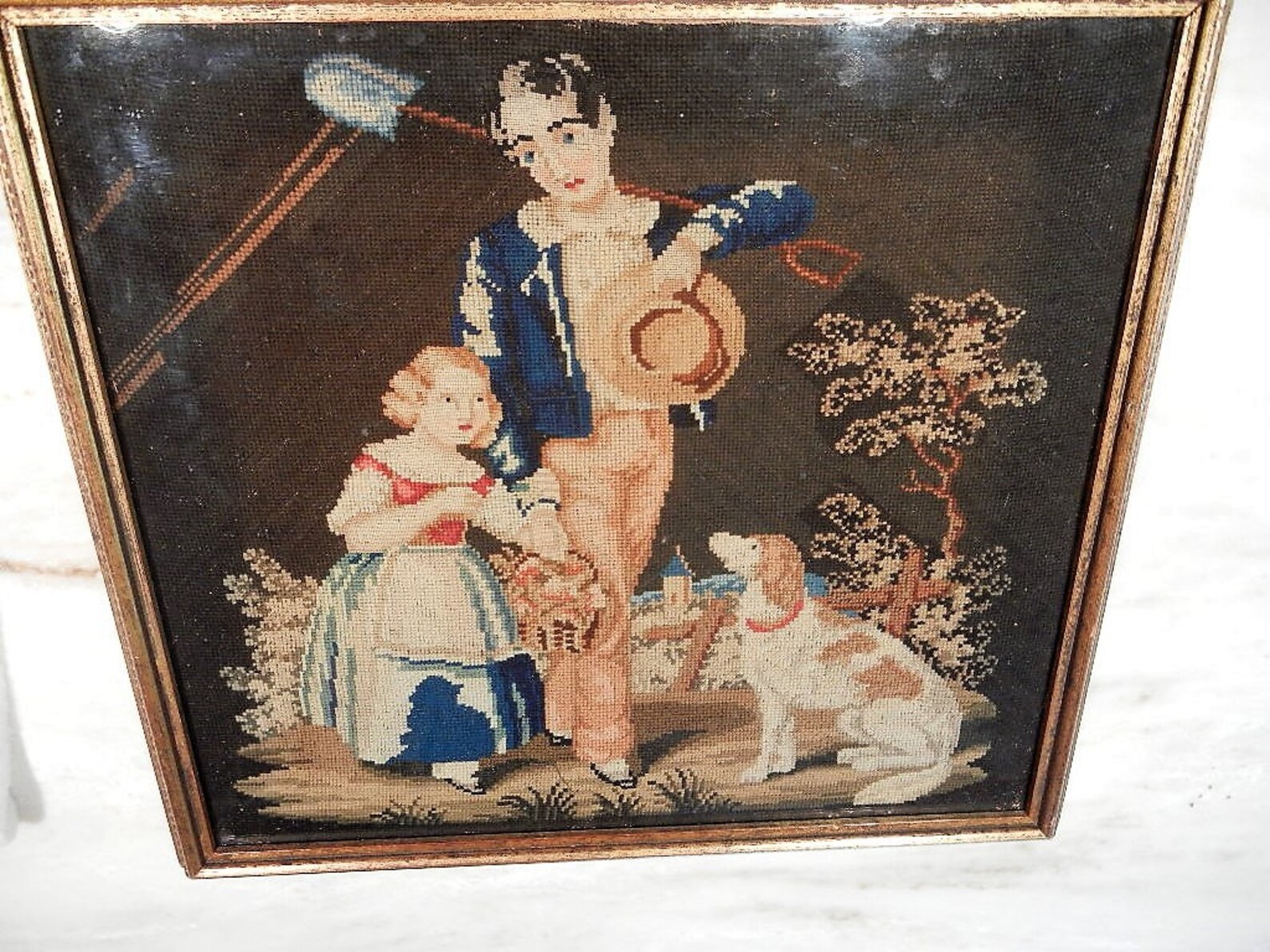 Antique English Needlepoint Petit Point Tapestry C. 1860 | Etsy