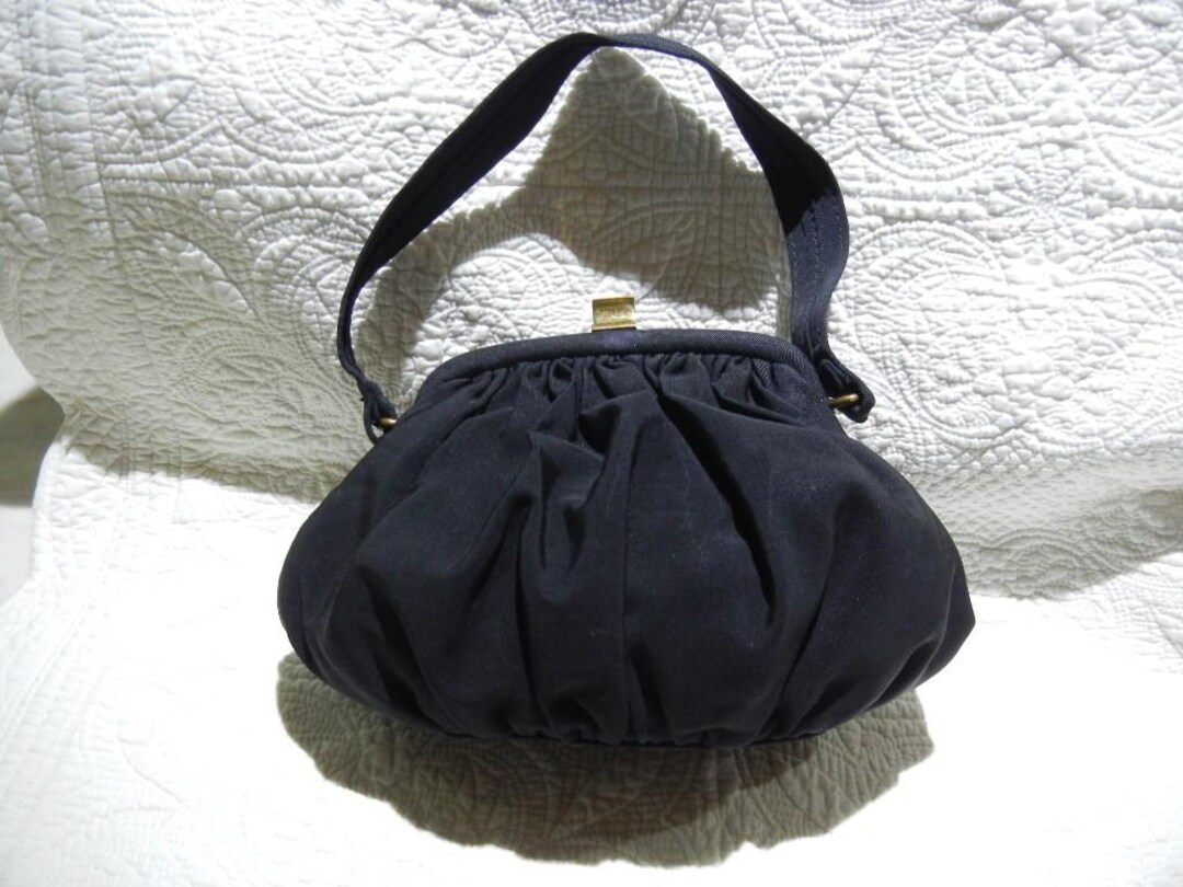 Vintage Black Twill Rayon Pouf Purse, J.R. - Julius Resnick, C. 1940 ...