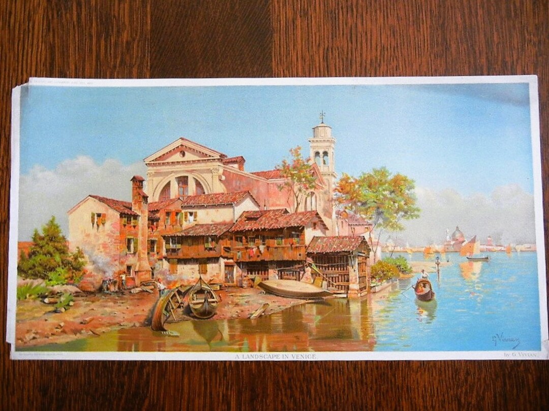 Antique Lithograph, Gondola Maker, Venice, C. 1895 Chicago Tribune Art ...