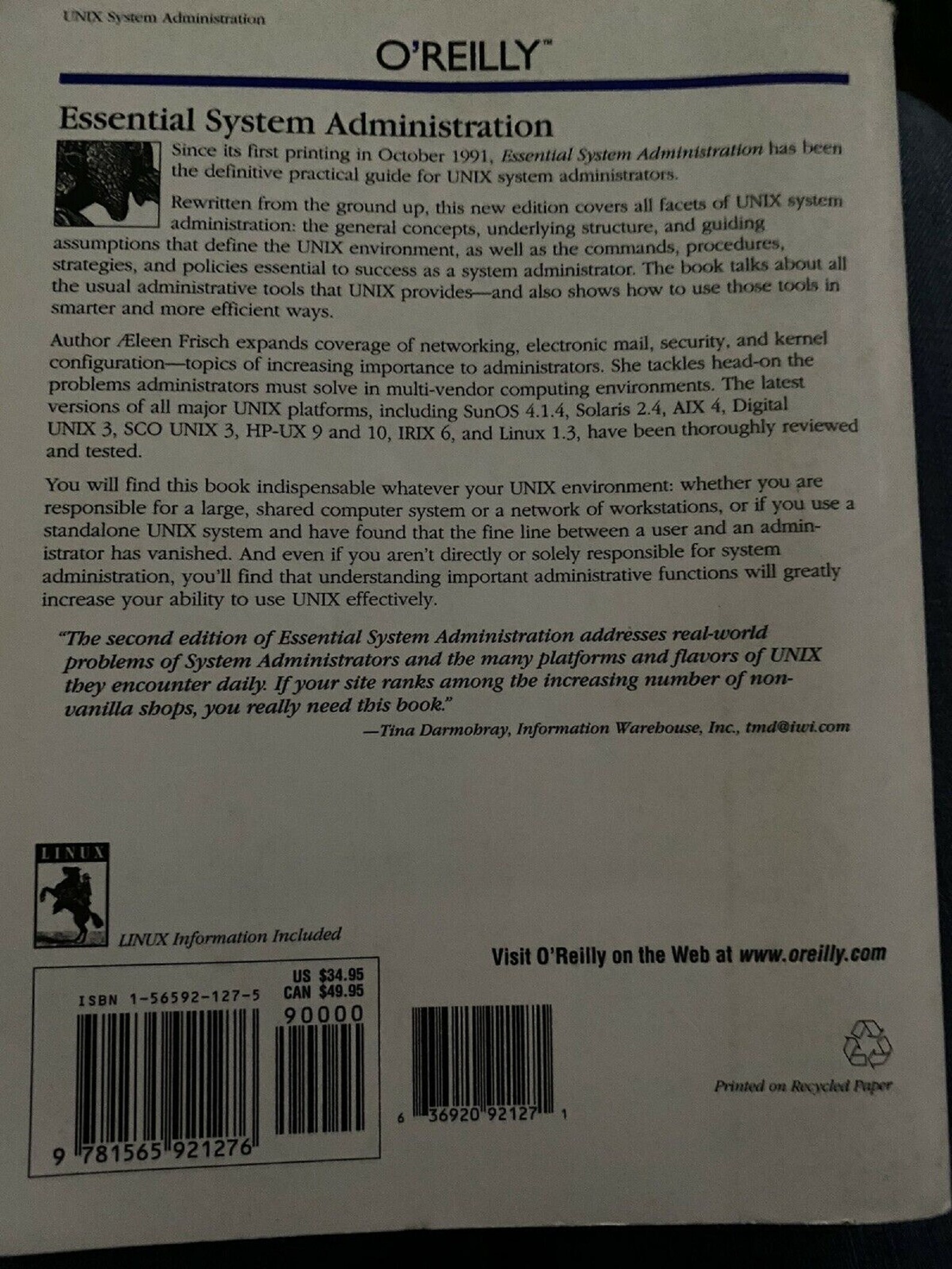 Essential System Administration O’reilly - Etsy