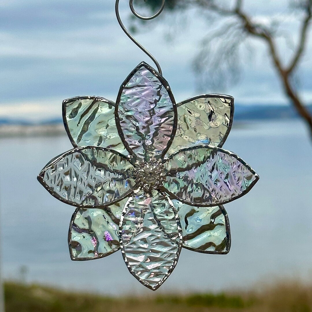 Stained Glass Flower Suncatcher Window Hanging, Glass Suncatcher for ...