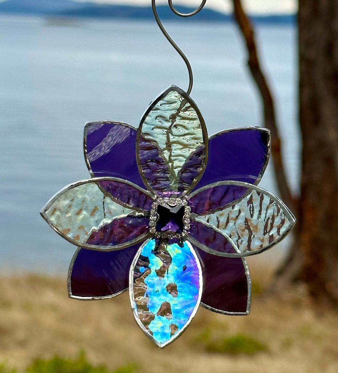 Stained Glass Flower Suncatcher Window Hanging, Glass Suncatcher for ...