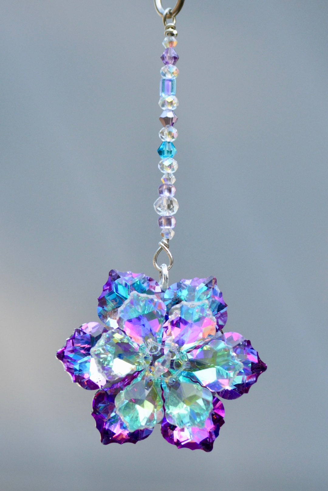 Poinsettia Tree Ornament, Christmas Tree Ornament, Crystal Suncatcher ...