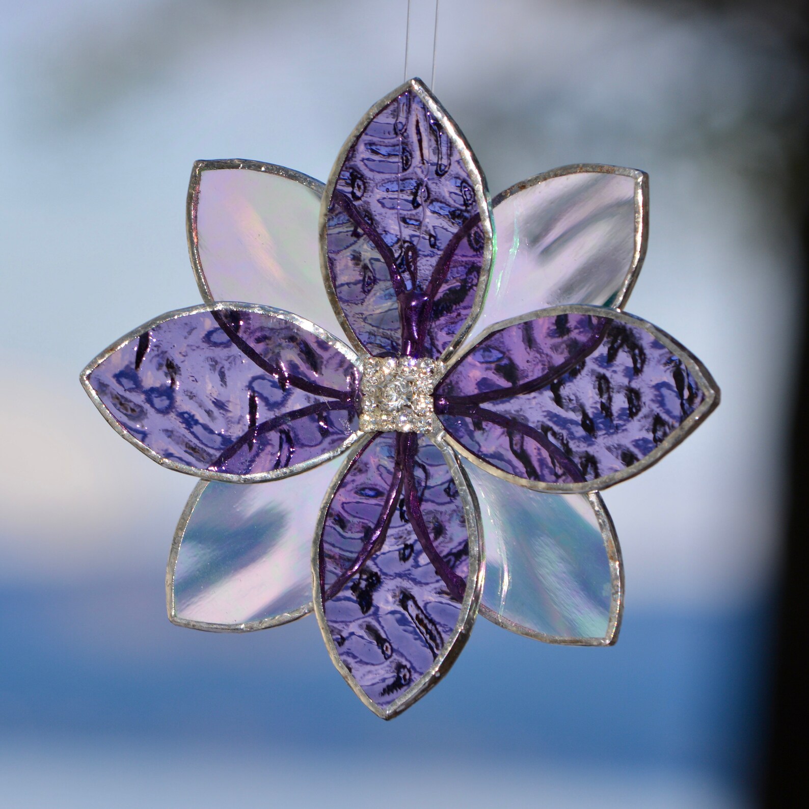 Stained Glass Flower Suncatcher Window Hanging Glass - Etsy