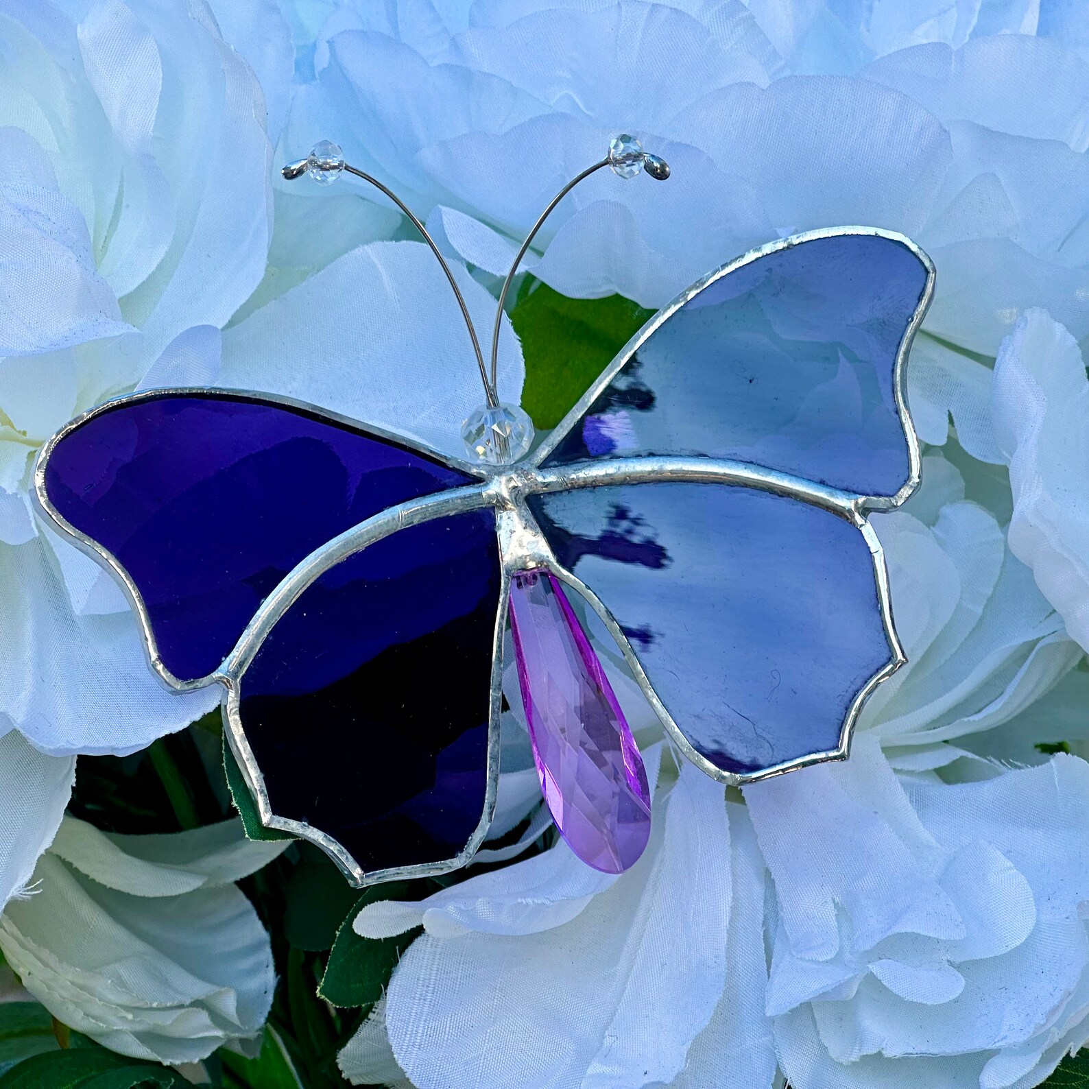 Stained Glass Butterfly Garden Stake, Butterfly Garden Decor, Glass ...