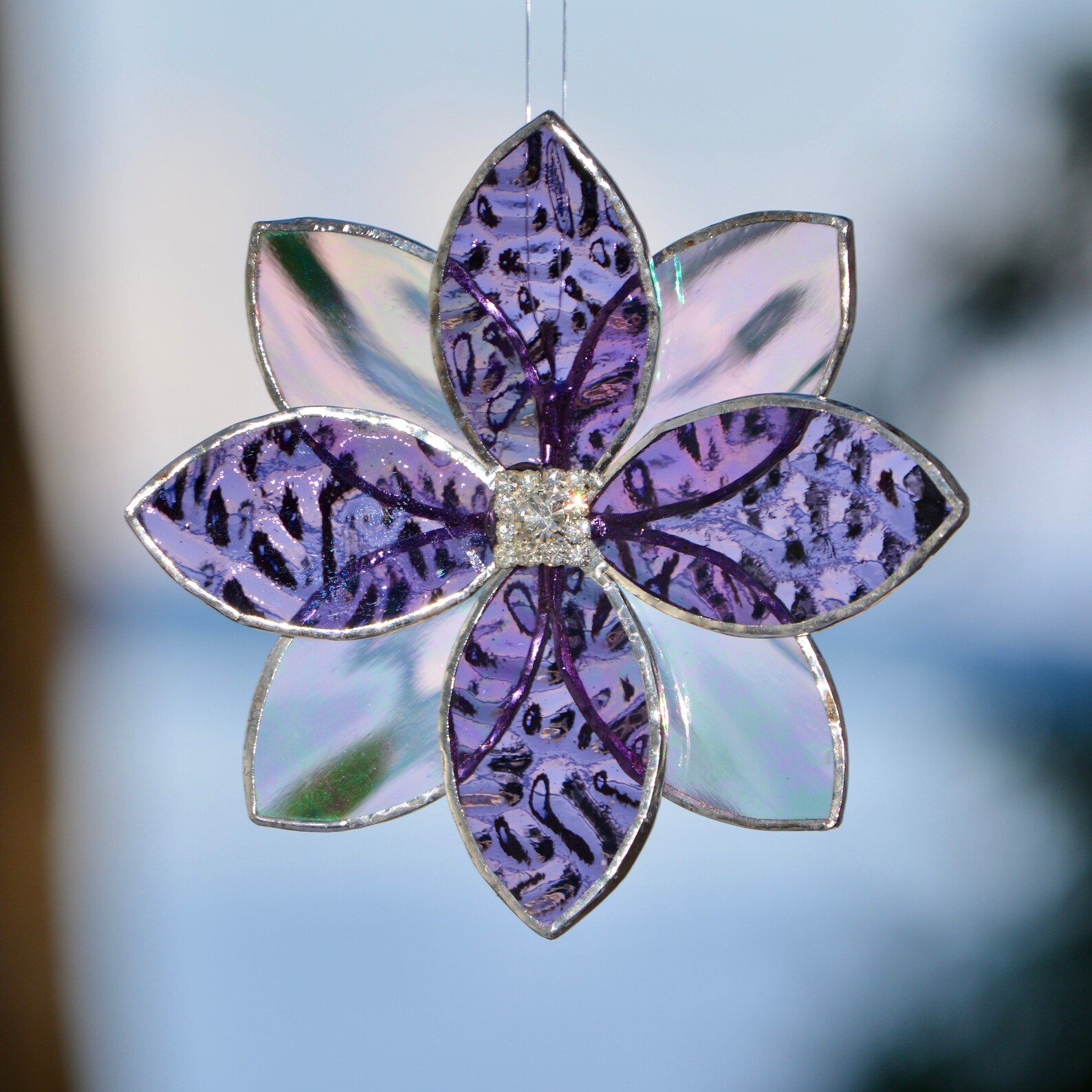 Stained Glass Flower Suncatcher Window Hanging Glass - Etsy