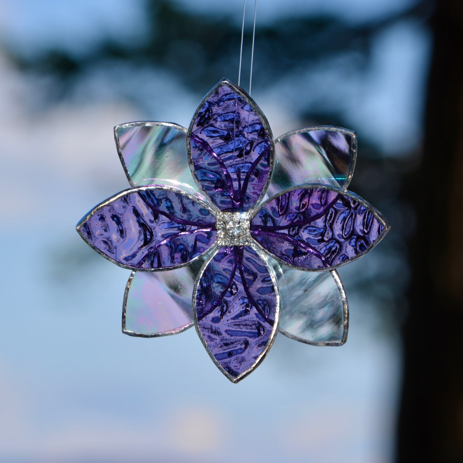 Stained Glass Flower Suncatcher Window Hanging Glass - Etsy