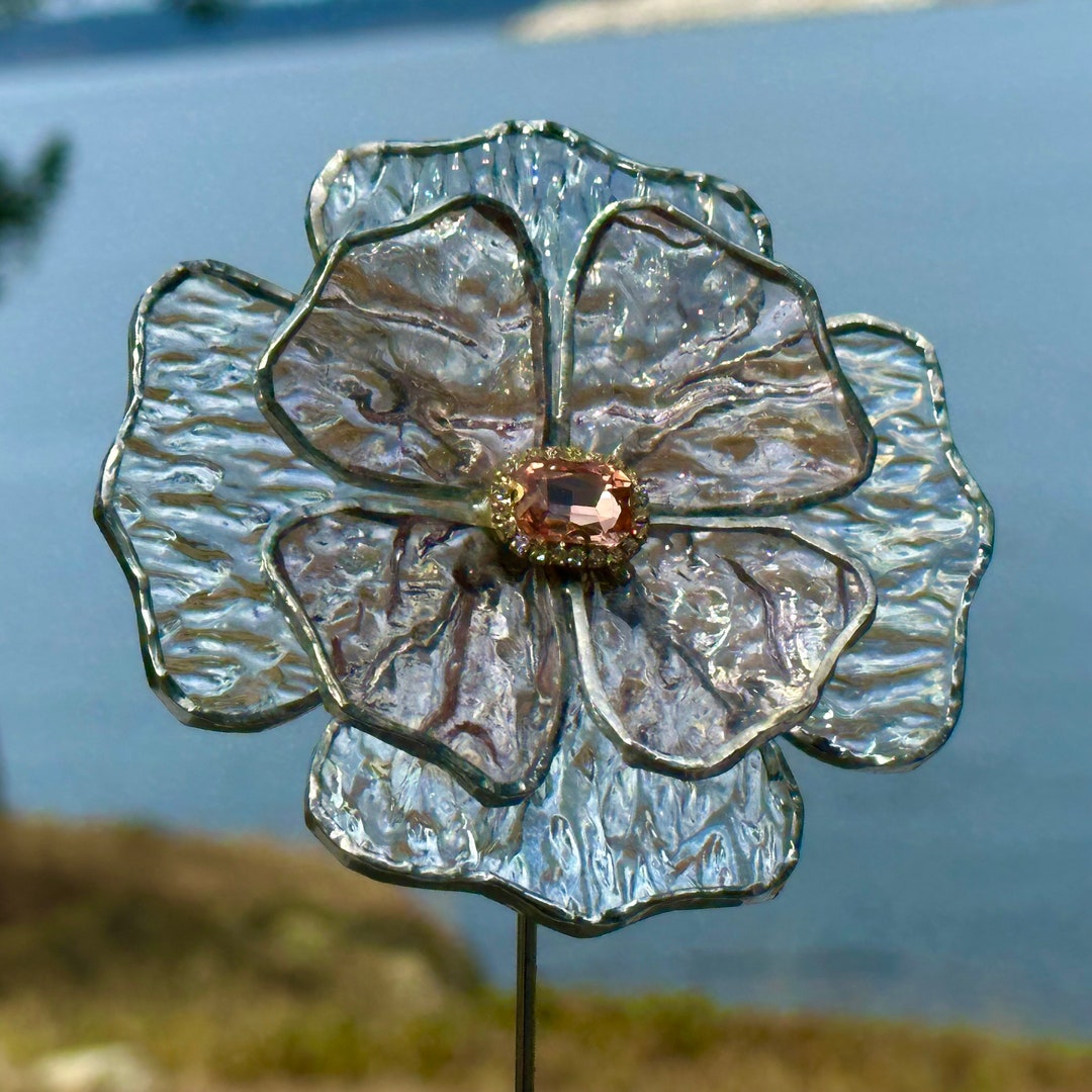 Stained Glass Flower Planter Decoration or Flower Garden Stake Perfect ...