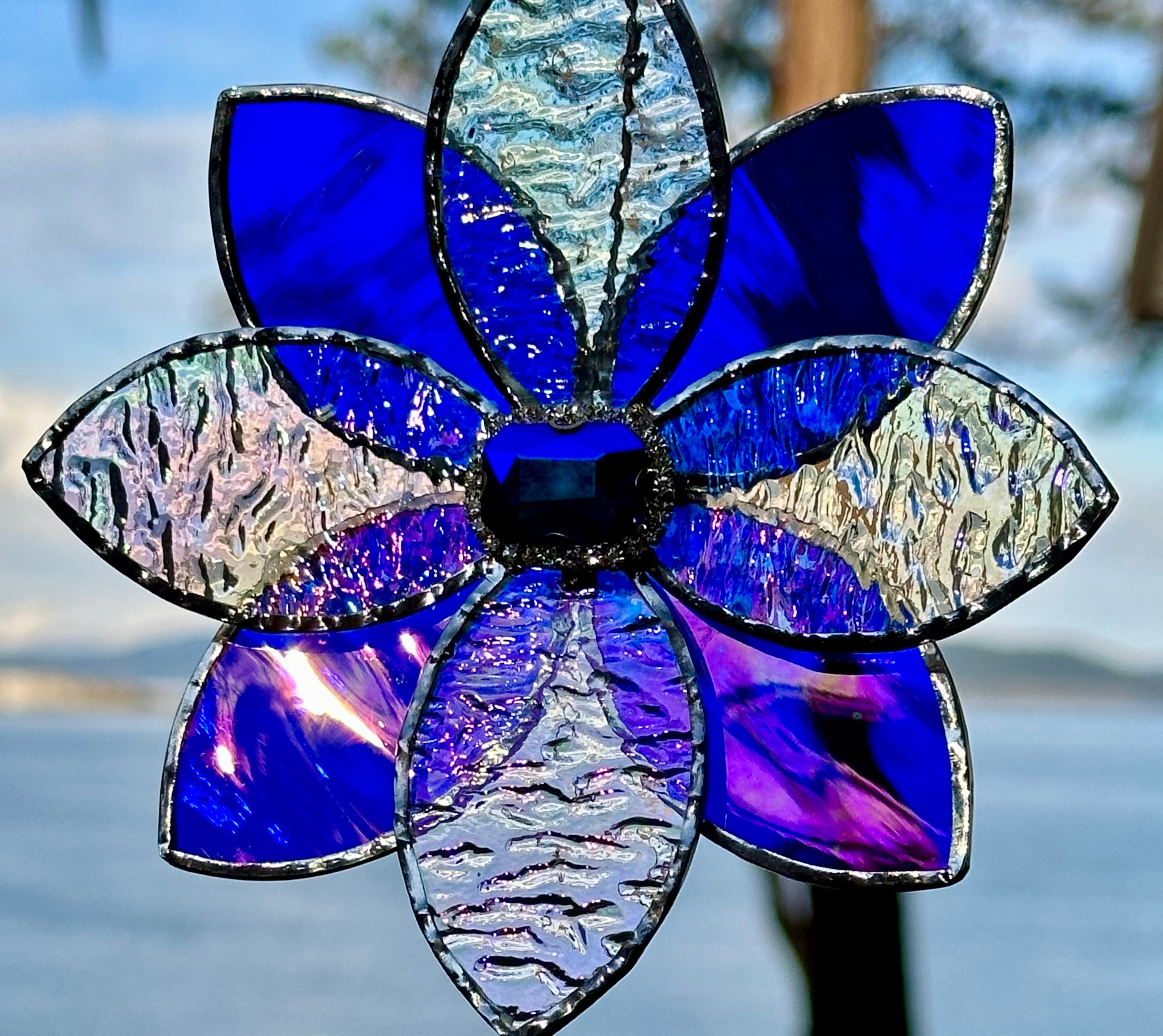 3d Stained Glass Flower Suncatcher Wall Decor Window Etsy Canada