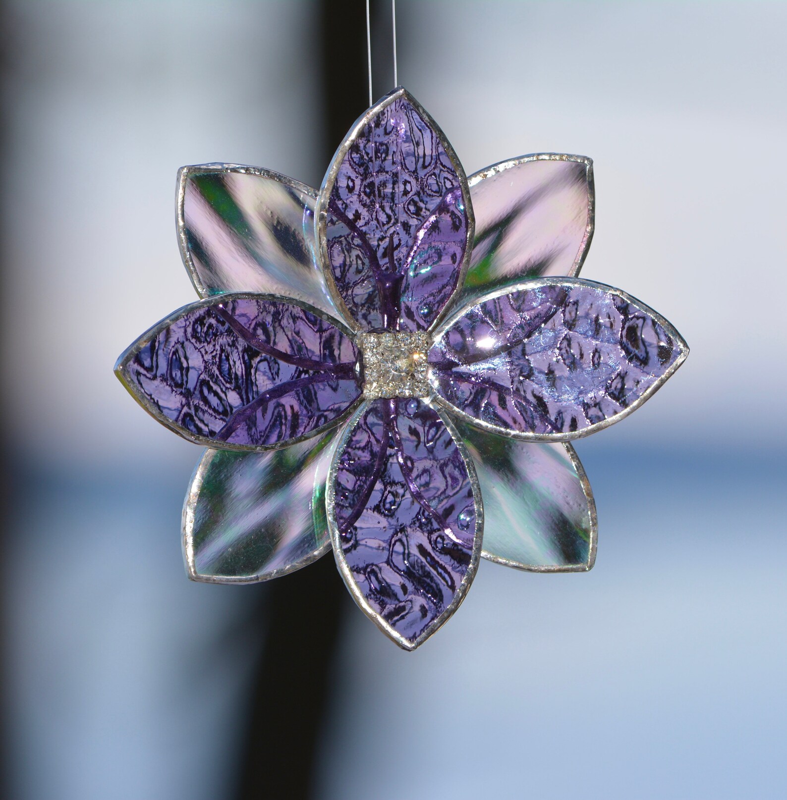 Stained Glass Flower Suncatcher Window Hanging Glass - Etsy