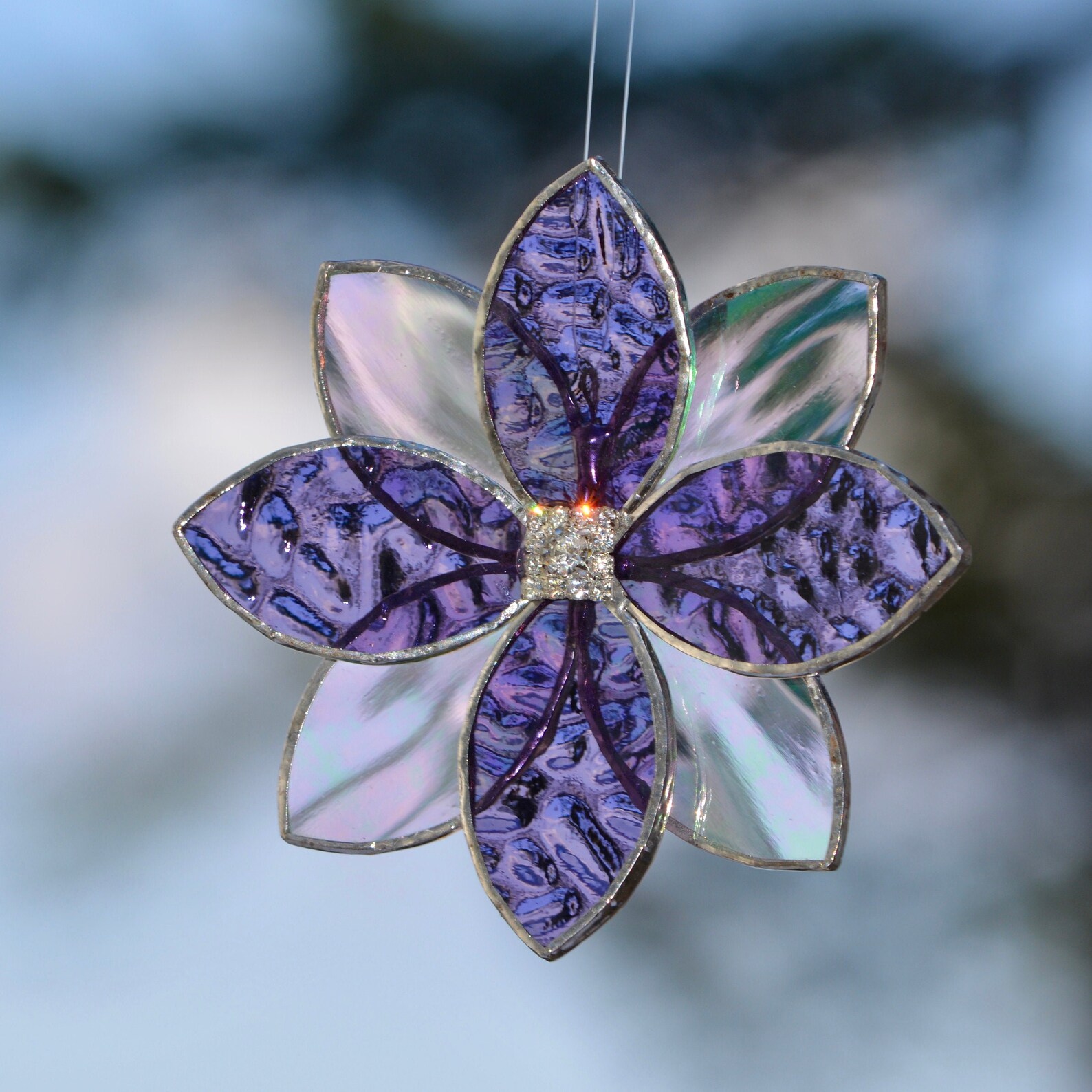 Stained Glass Flower Suncatcher Window Hanging Glass - Etsy